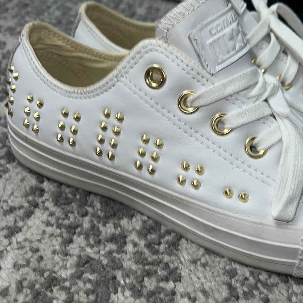 White Converse Gold Stud Sneakers - Gem